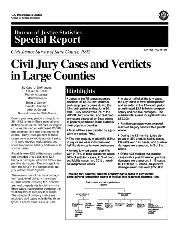(PDF) By Civil Jury Cases and Verdicts in Large Counties