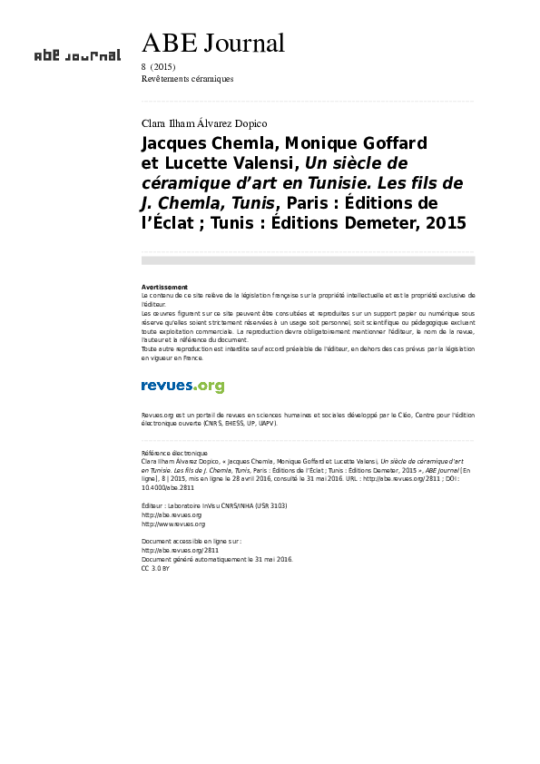 (PDF) «Jacques Chemla, Monique Goffard et Lucette Valensi, Un siècle de ...