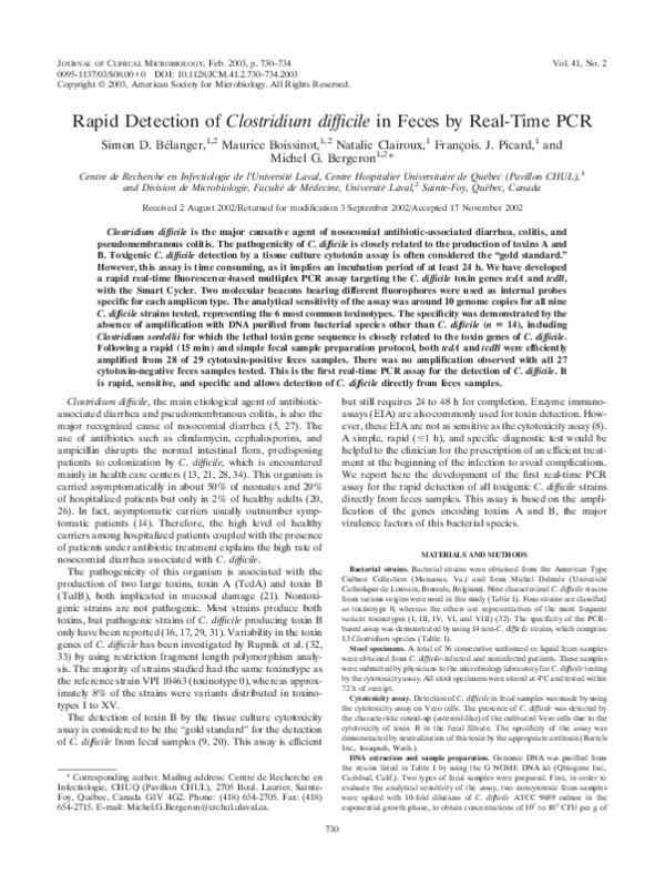 (PDF) Evaluation of a commercial real-time polymerase chain reaction assay for detection of ...