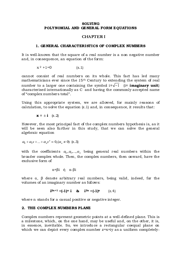 (PDF) SOLVING POLYNOMIAL AND GENERAL FORM EQUATIONS (PDF) SOLVING POLYNOMIAL AND GENERAL FORM EQUATIONS