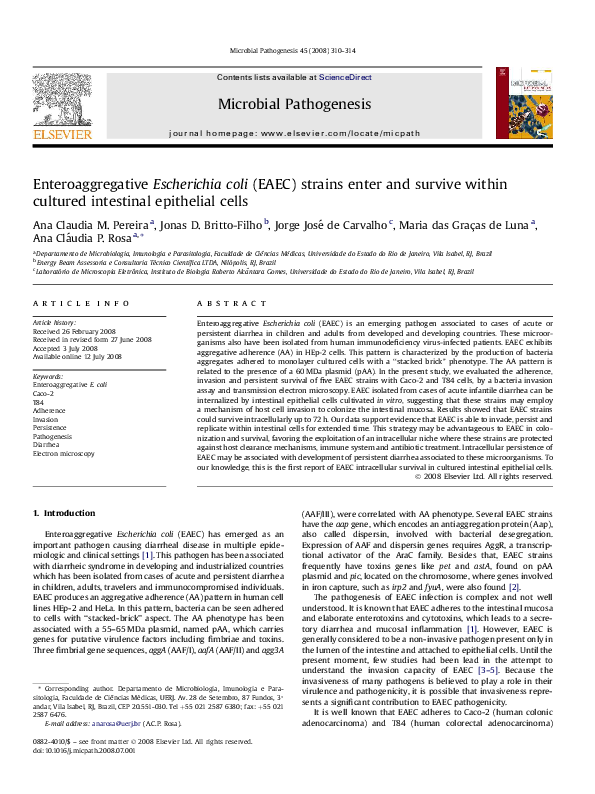 (PDF) Enteroaggregative Escherichia coli (EAEC) strains enter and ...
