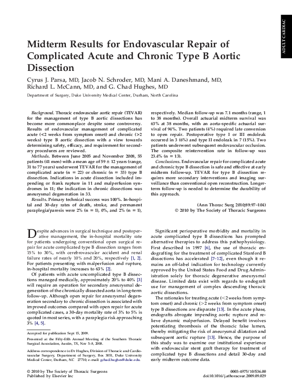 (PDF) Endovascular repair of a ruptured chronic type B aortic ...