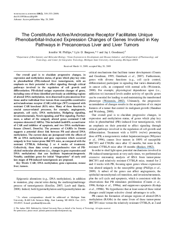 (PDF) The constitutive active/androstane receptor facilitates unique ...