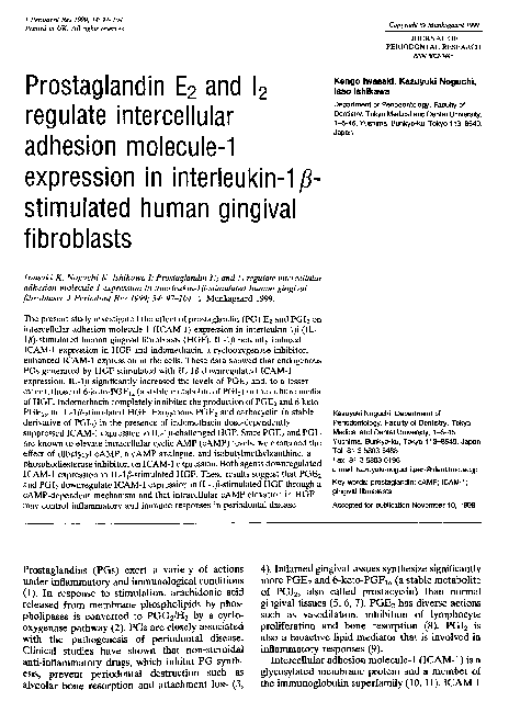 (PDF) Prostaglandin E2 and I2 regulate intercellular adhesion molecule ...