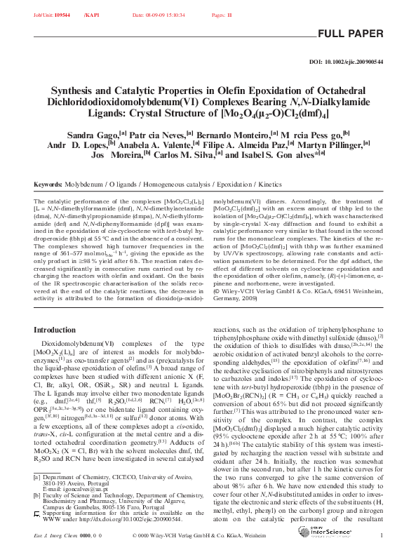 (PDF) Synthesis and Catalytic Properties in Olefin Epoxidation of ...