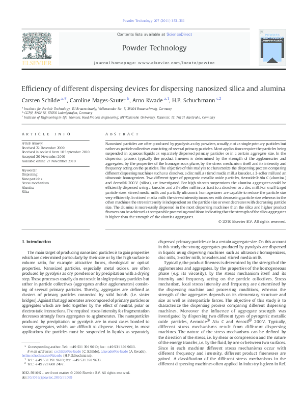 (PDF) Efficiency of different dispersing devices for dispersing ...