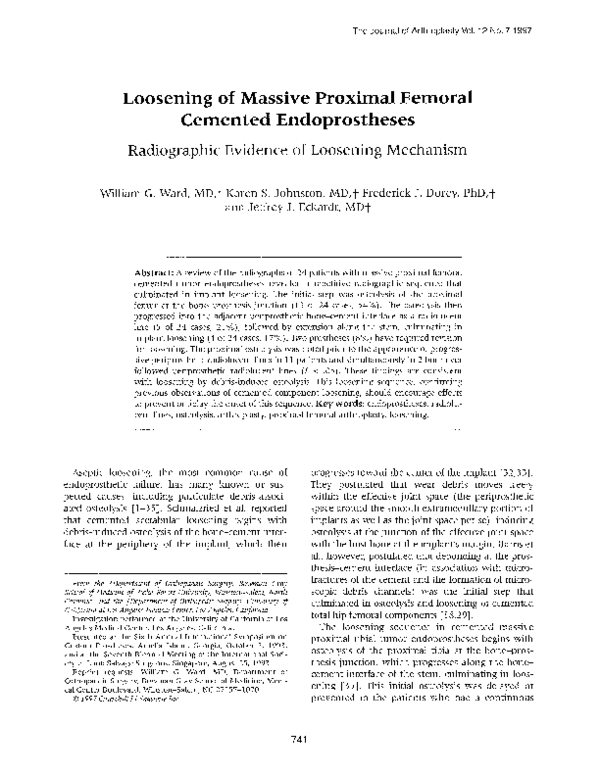 (PDF) Loosening of massive proximal femoral cemented endoprostheses ...