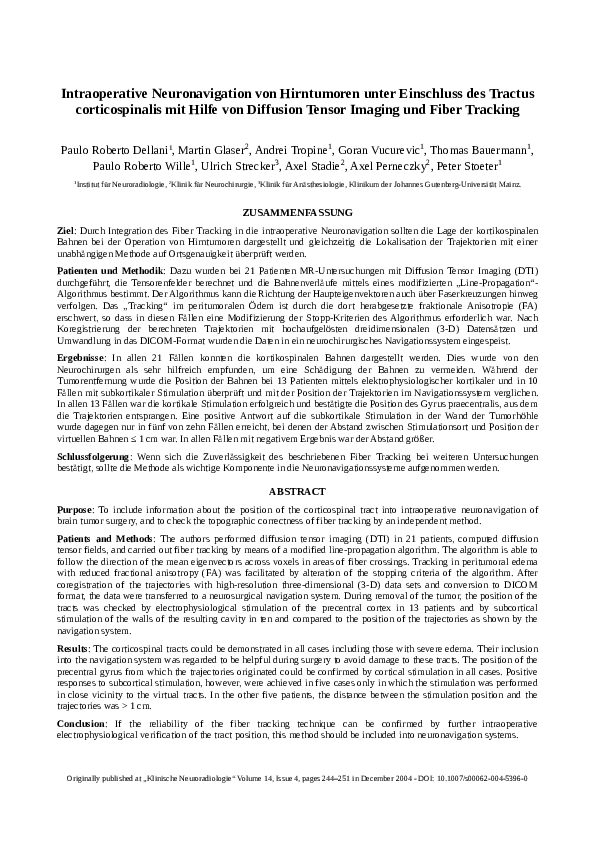 (PDF) Intraoperative Neuronavigation von Hirntumoren unter Einschluss ...