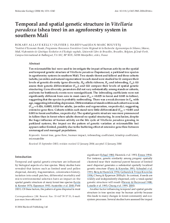 (PDF) Temporal and spatial genetic structure in Vitellaria paradoxa ...