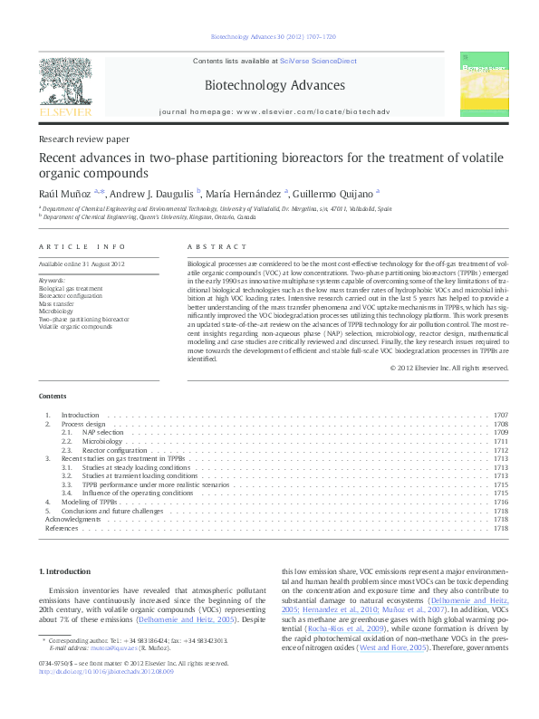 (PDF) Recent advances in two-phase partitioning bioreactors for the ...