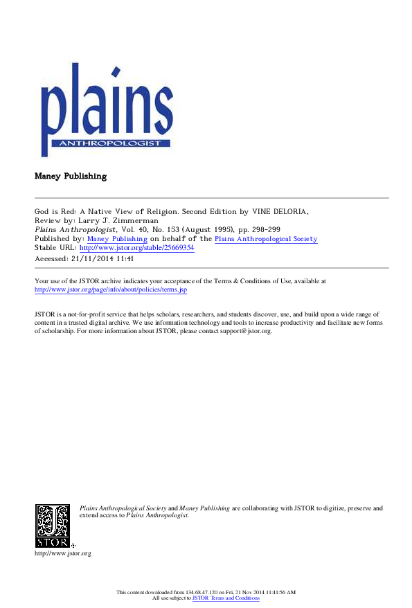 (PDF) Review of God Is Red by Vine Deloria, Jr.