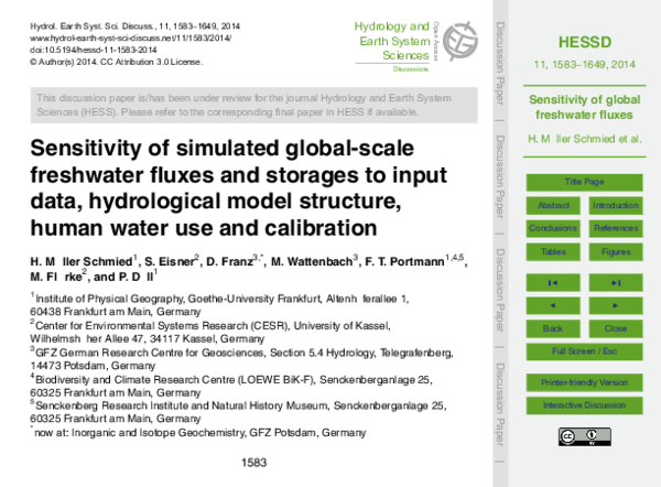 (PDF) Sensitivity of simulated global-scale freshwater fluxes and ...
