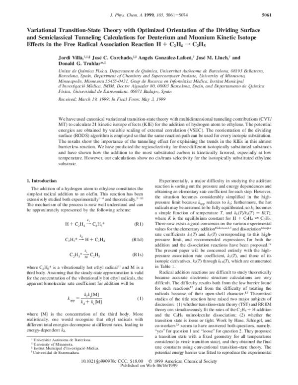 Pdf Variational Transition State Theory With Optimized Orientation Of