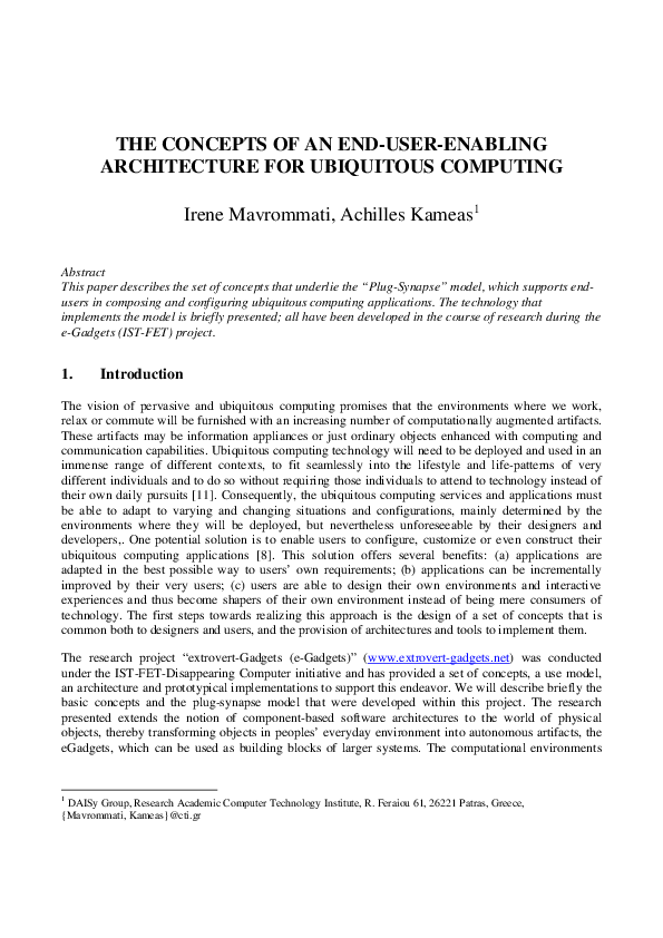 (PDF) THE CONCEPTS OF AN END-USER-ENABLING ARCHITECTURE FOR UBIQUITOUS ...