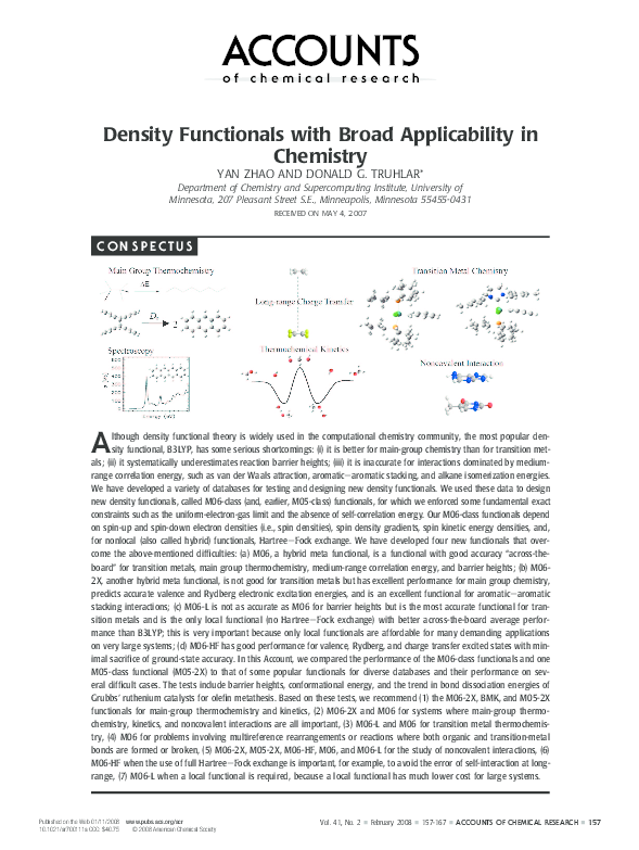 Pdf Density Functionals With Broad Applicability In Chemistry