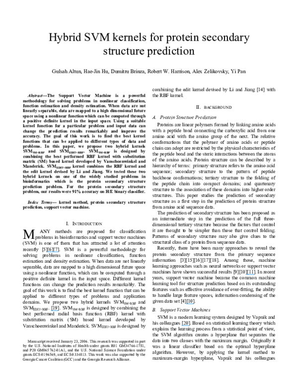 (PDF) Hybrid SVM kernels for protein secondary structure prediction