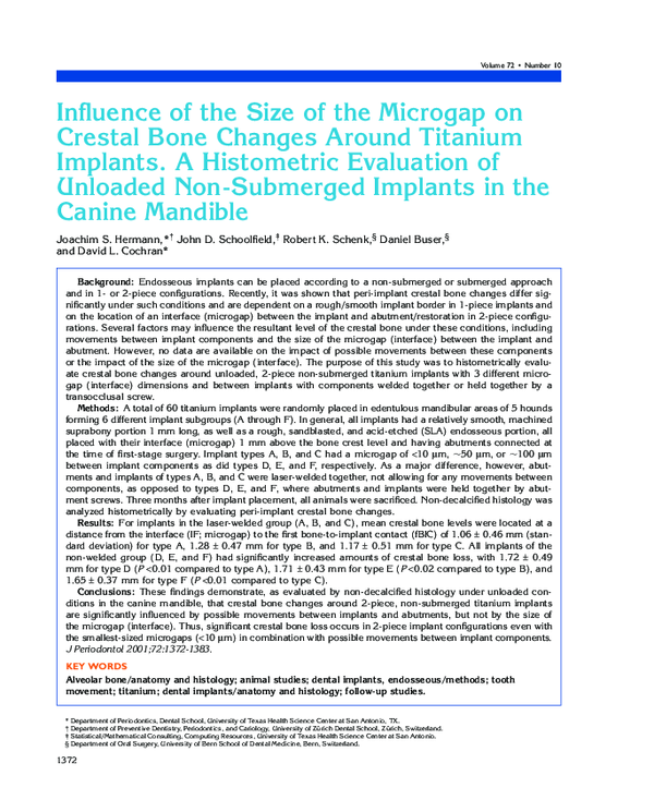 (PDF) Influence of the Size of the Microgap on Crestal Bone Changes ...
