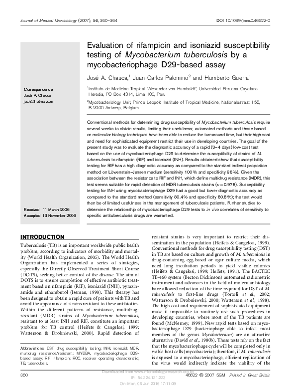 (PDF) Rapid Mycobacteriophage D29 Assay for Tuberculosis Susceptibility