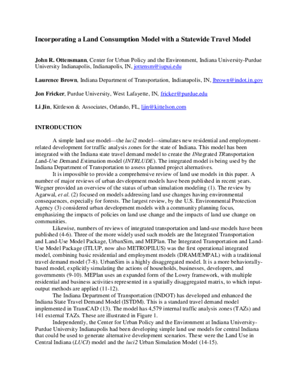(PDF) Incorporating a Land Consumption Model with a Statewide Travel ...