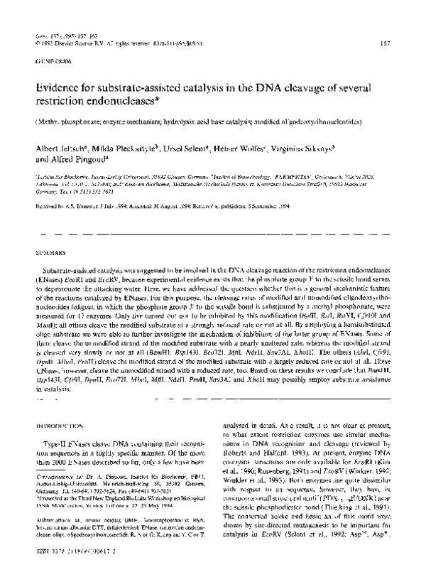 (PDF) Evidence for substrate-assisted catalysis in the DNA cleavage of ...
