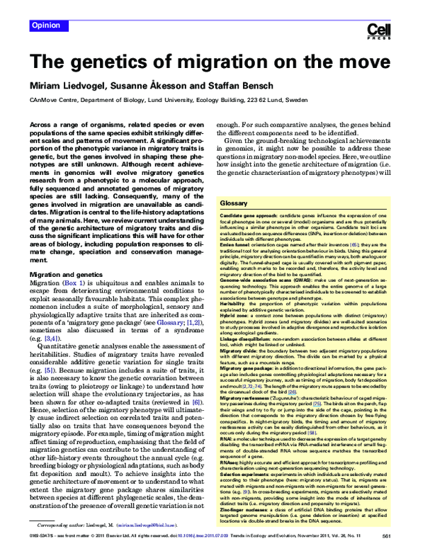 (PDF) The genetics of migration on the move