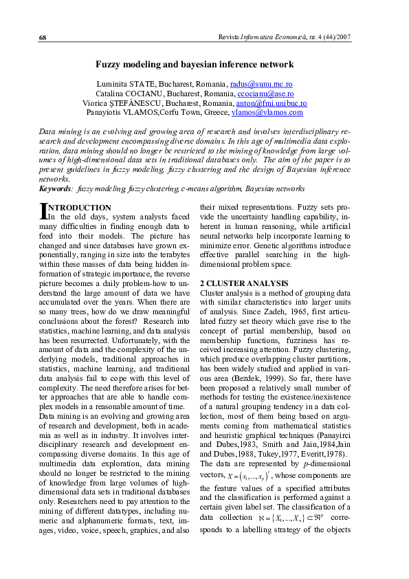Pdf Fuzzy Modeling And Bayesian Inference Network