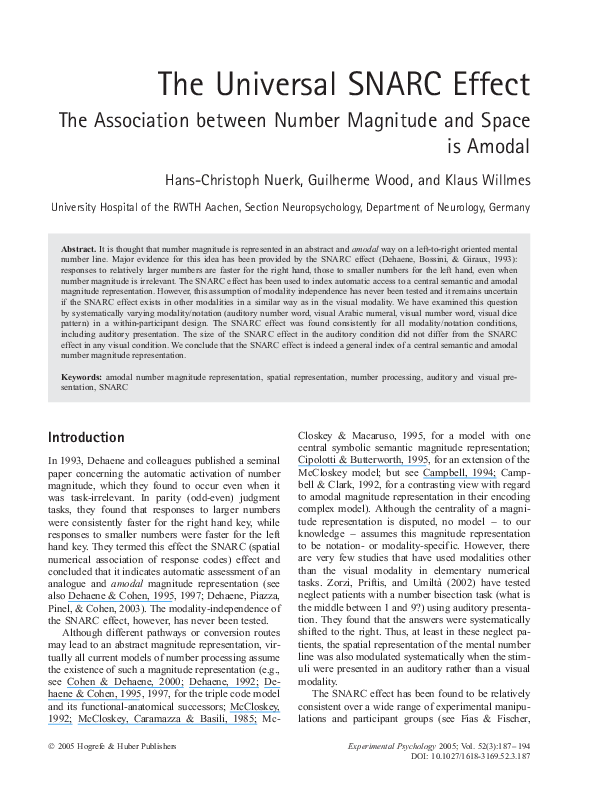 (PDF) The Universal SNARC Effect