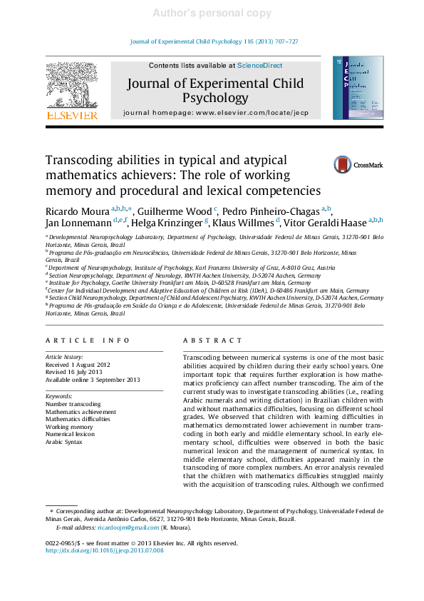 Pdf Transcoding Abilities In Typical And Atypical Mathematics