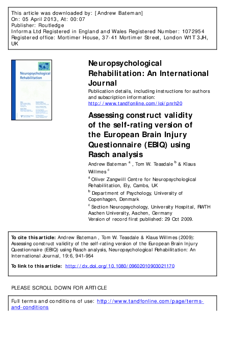 (PDF) Assessing construct validity of the self-rating version of the ...
