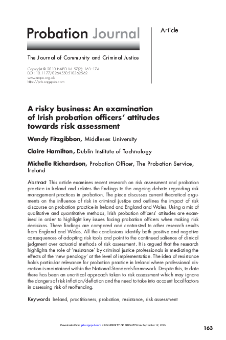 (PDF) A risky business: An examination of Irish probation officers ...
