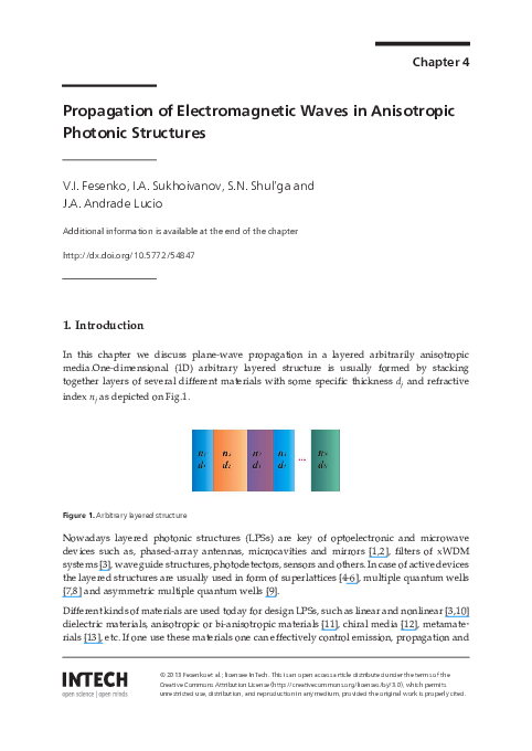 (PDF) Propagation of Electromagnetic Waves in Anisotropic Photonic Structures