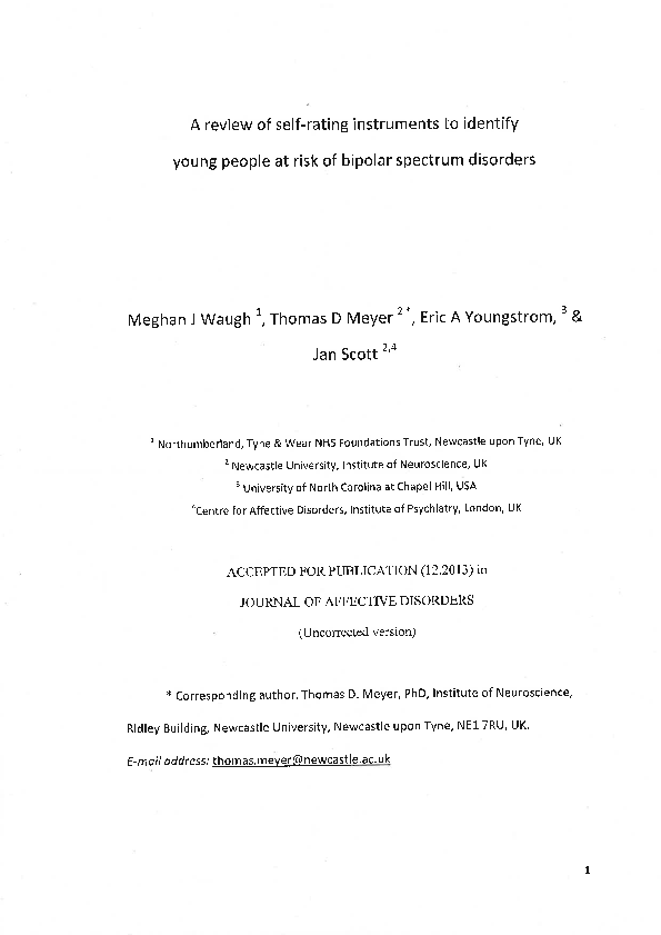 (PDF) A review of self-rating instruments to identify young people at ...