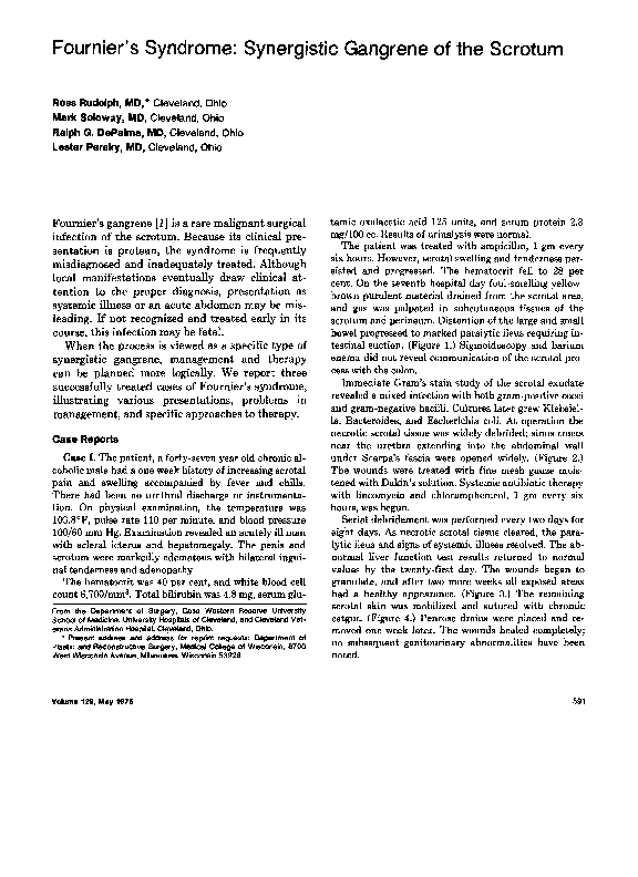 (PDF) Fournier's syndrome: Synergistic gangrene of the scrotum