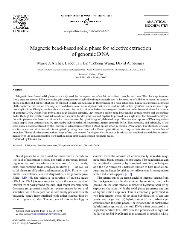 (PDF) Magnetic bead-based solid phase for selective extraction of ...