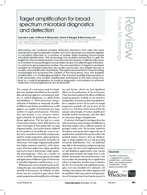 Target amplification for broad spectrum microbial diagnostics and detection