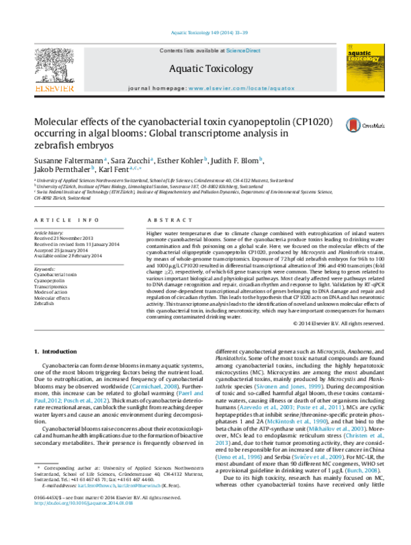 (PDF) Molecular effects of the cyanobacterial toxin cyanopeptolin ...
