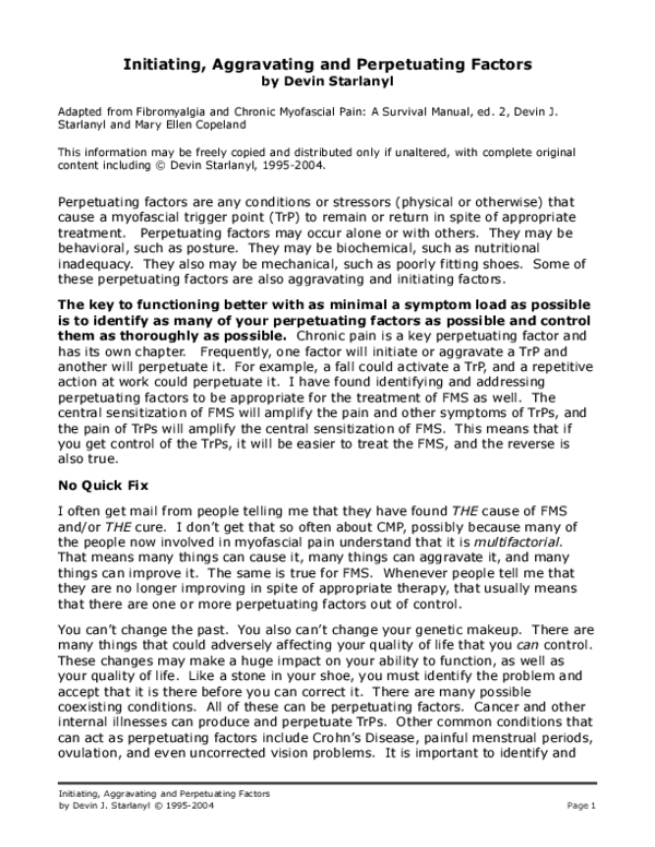 (PDF) Initiating, Aggravating and Perpetuating Factors Initiating ...
