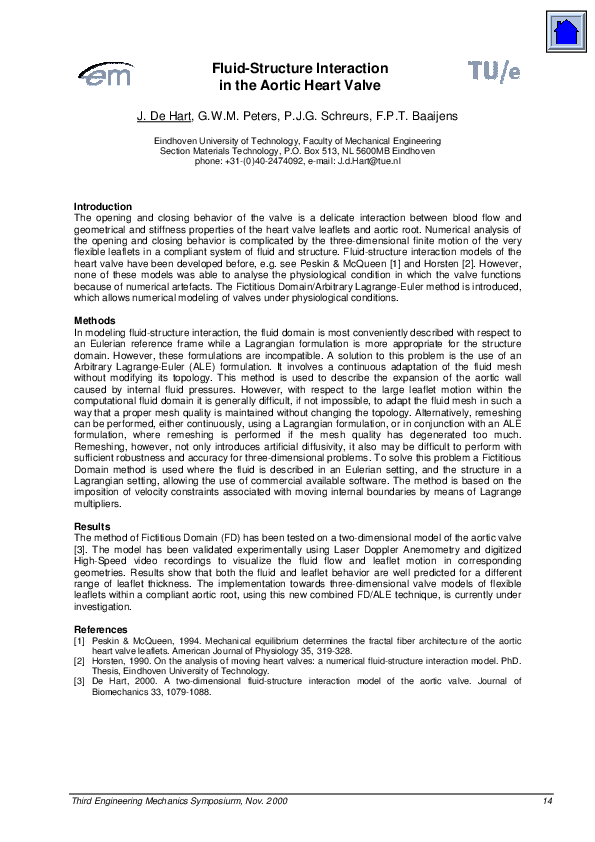 (PDF) Fluid-structure interaction in the aortic heart valve