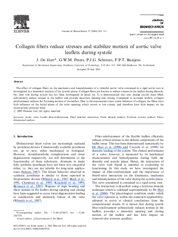 (PDF) Collagen fibers reduce stresses and stabilize motion of aortic ...