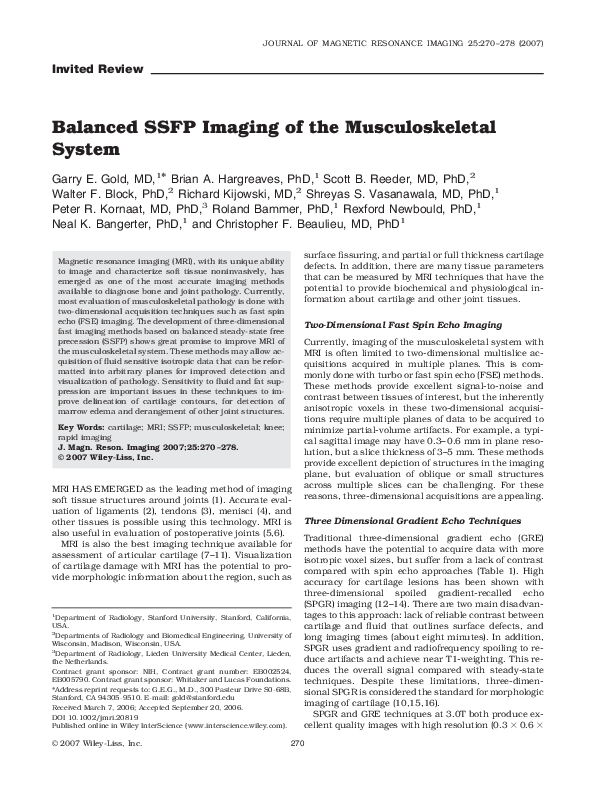 (PDF) Balanced SSFP imaging of the musculoskeletal system