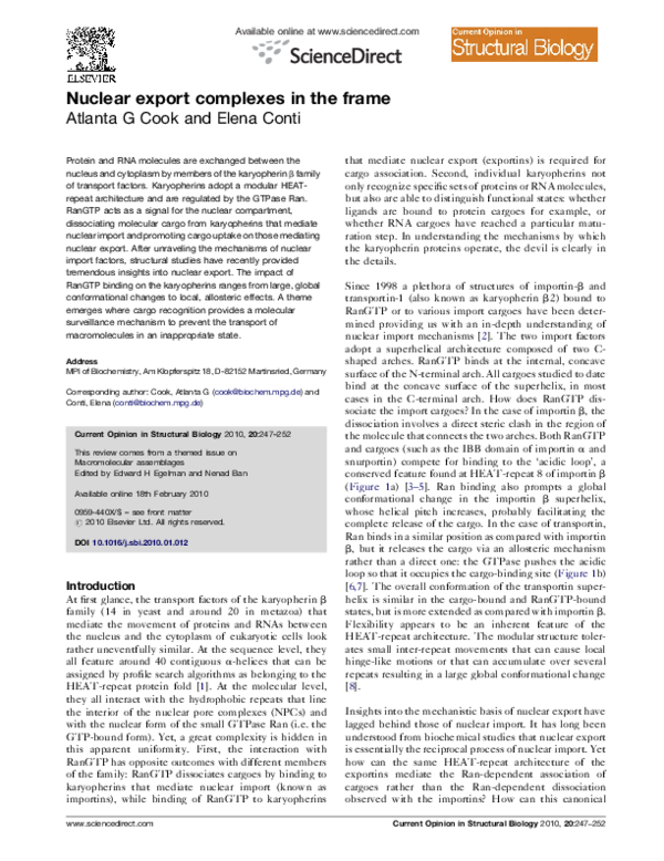 (PDF) Mechanisms of Nuclear Export Complexes