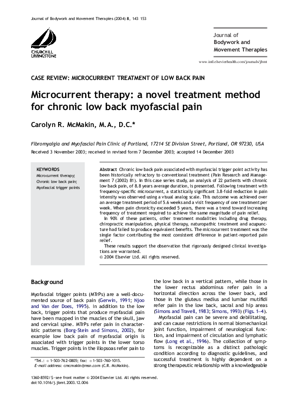 (PDF) Microcurrent therapy: a novel treatment method for chronic low ...