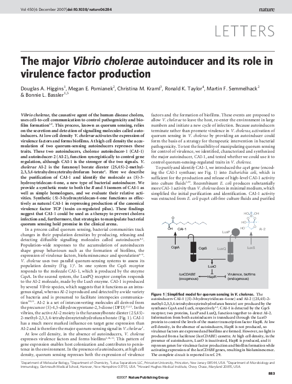 (PDF) The major Vibrio cholerae autoinducer and its role in virulence ...