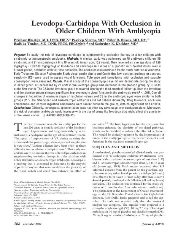 (PDF) Visual acuities and scotomas after 3 weeks' levodopa ...