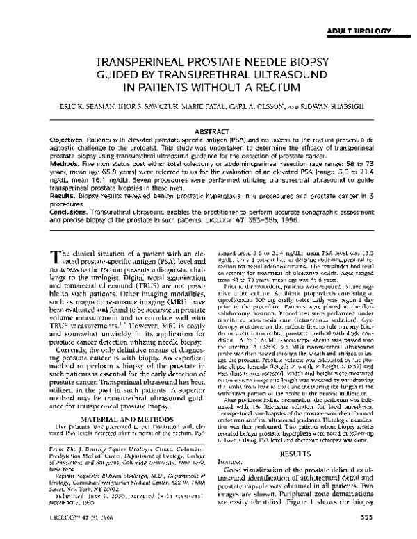 (PDF) Transperineal prostate needle biopsy guided by transurethral ...