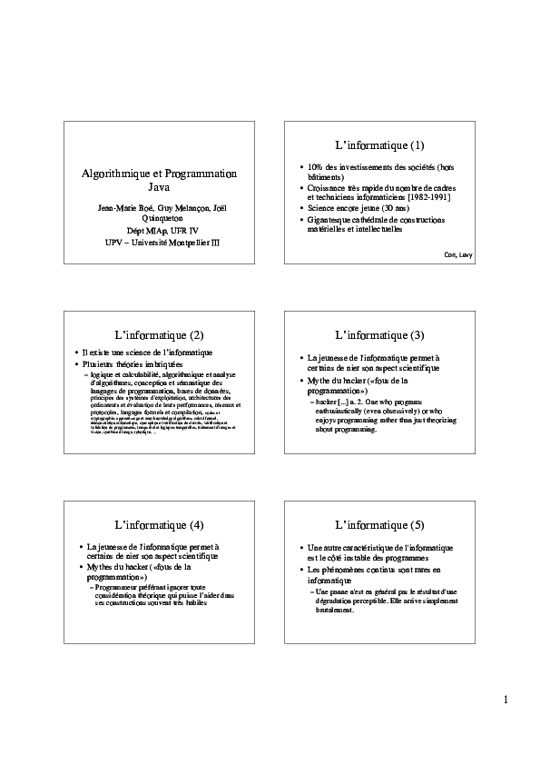 Pdf Algorithmique Et Programmation Java