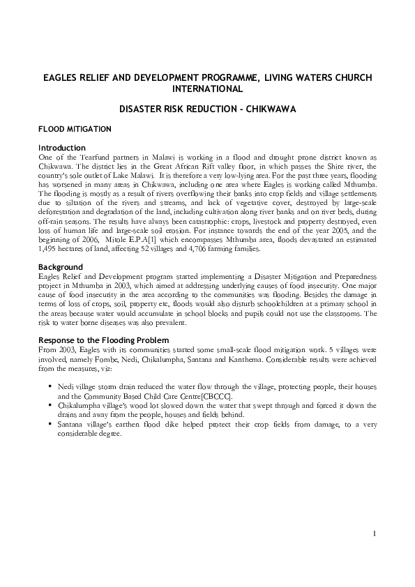 (PDF) DISASTER RISK REDUCTION - FLOOD MITIGATION CASE STUDY BY EAGLES ...