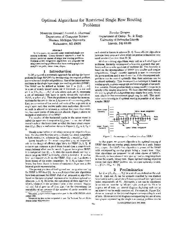 (PDF) Optimal algorithms for restricted single row routing problems