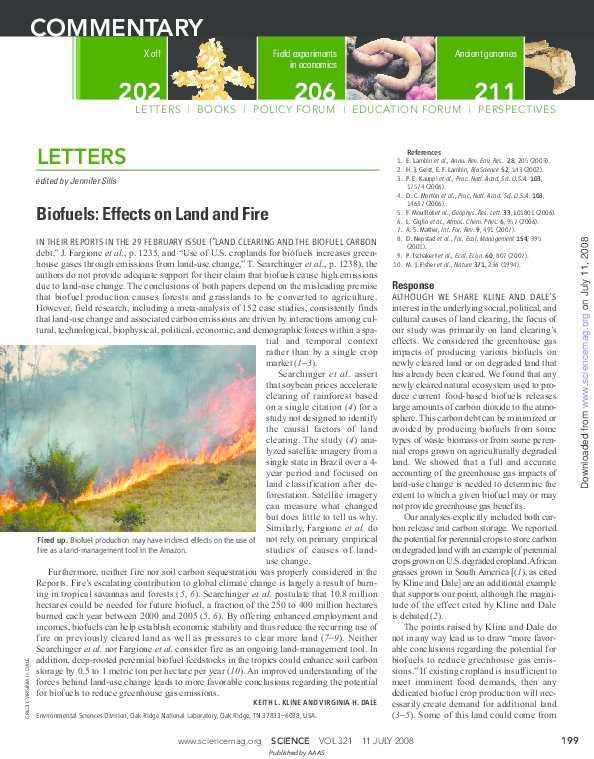 (PDF) Biofuels: effects on land and fire