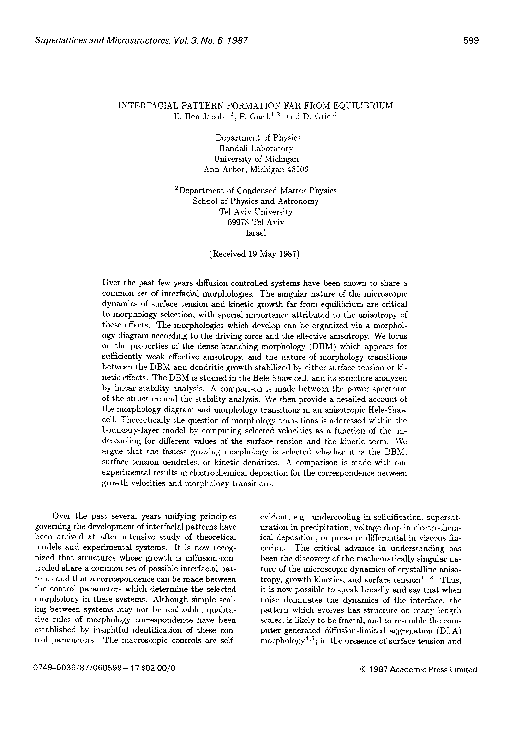 (PDF) Interfacial pattern formation far from equilibrium